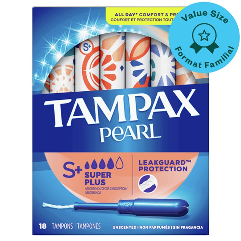 Tampax Pearl Tampons Super Plus Unscented 18 Count (value size) - Voilà ...