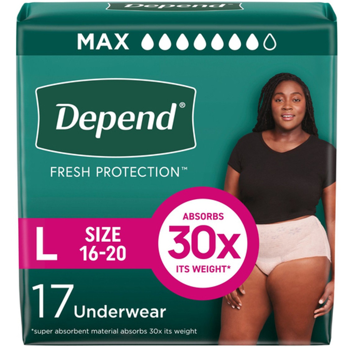 Depend Maximum Absorbency Women's Underwear Peach Large 17 Count ...