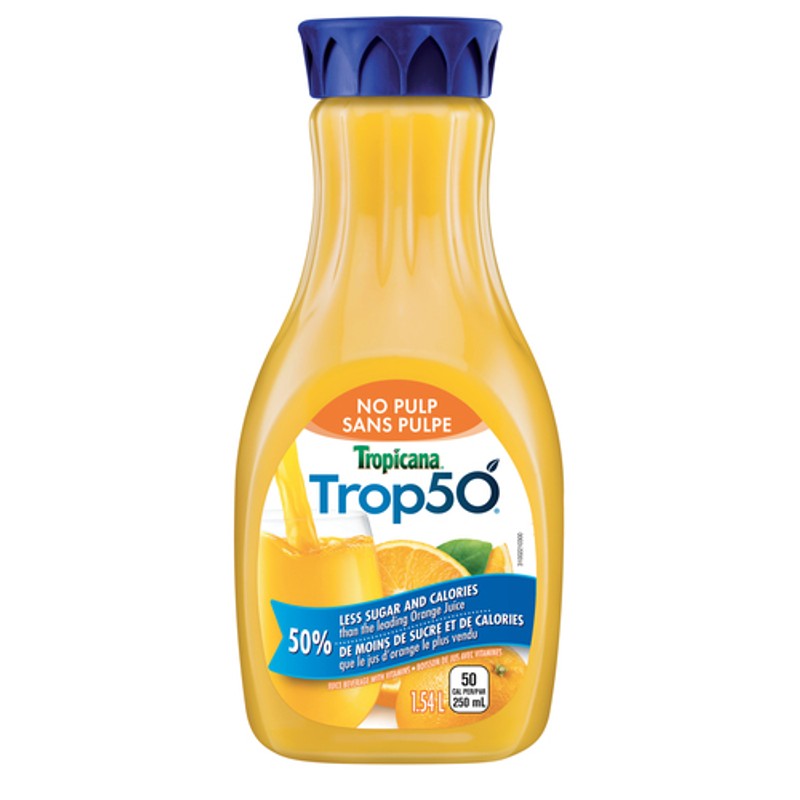 Tropicana Trop50 Orange Juice No Pulp 1.54 L (bottle) - Voilà Online ...