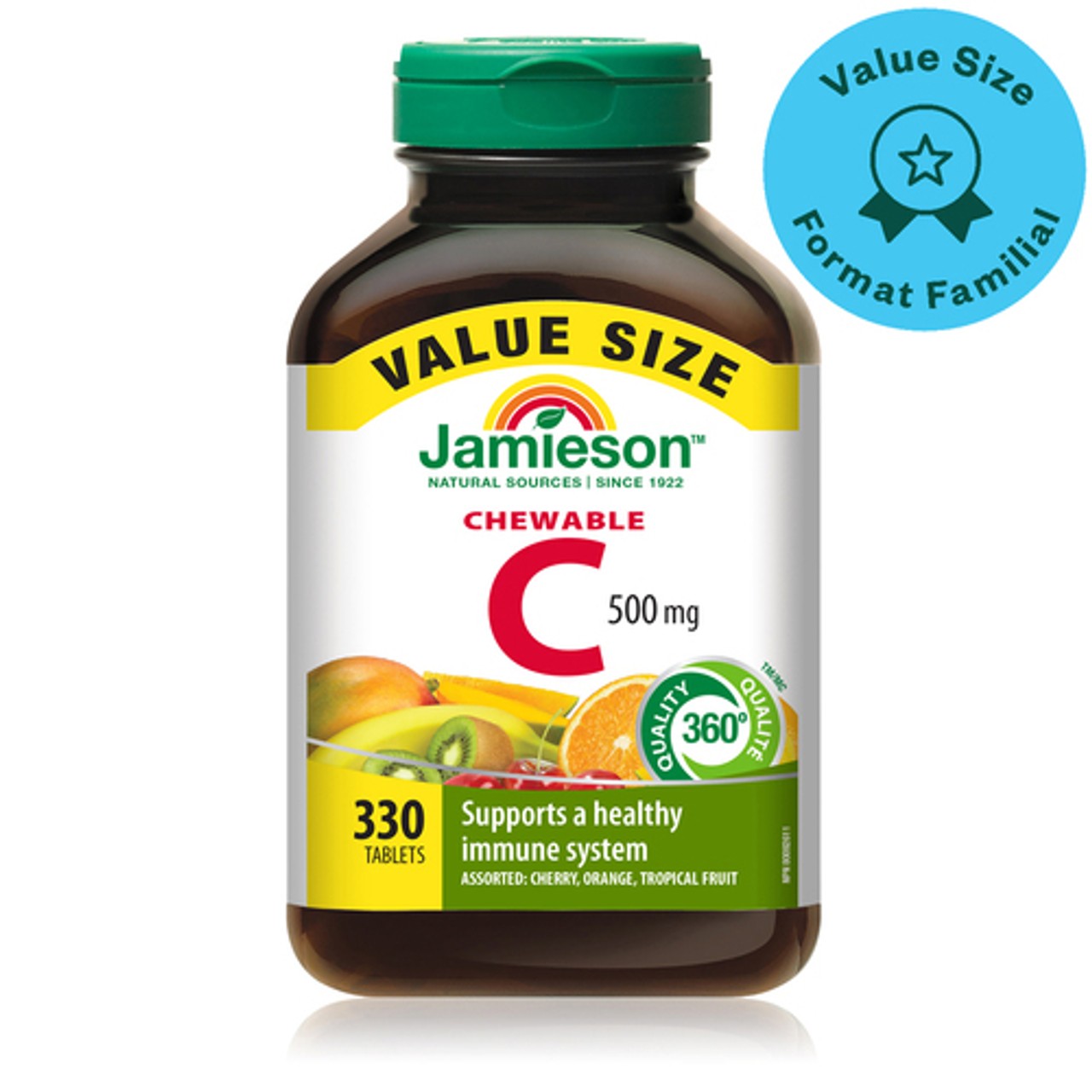 Jamieson Chewable Vitamin C 500 mg Tablets Mix Flavors 330 Count ...
