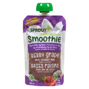 Sprout Organic Dairy Free Baby Food Smoothie Berry Grape With Coconut ...