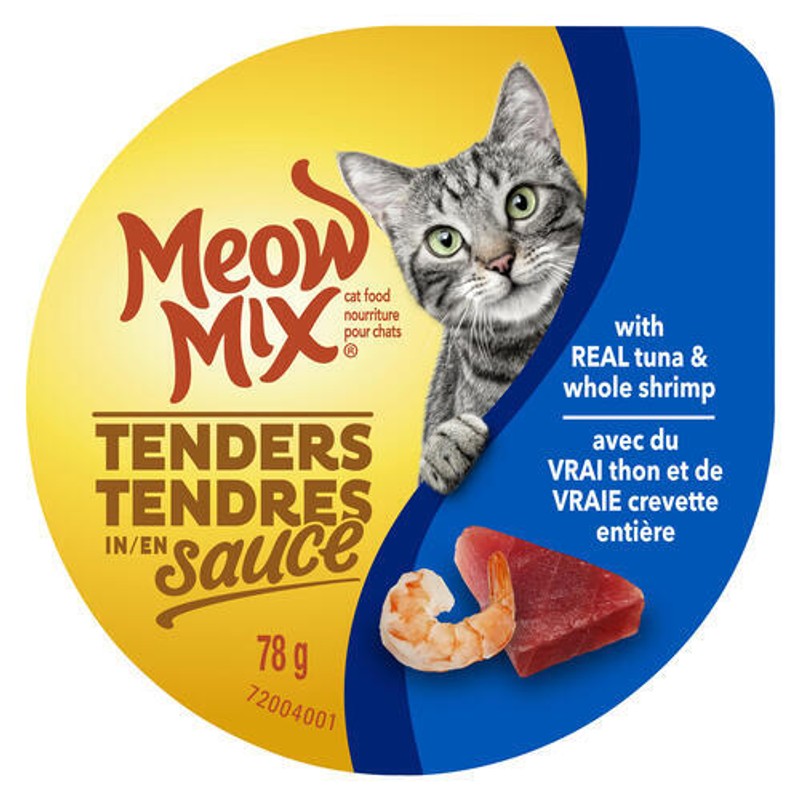 Meow Mix Wet Cat Food Tenders In Sauce With Real Tuna & Whole Shrimp 78 g - Voilà Online ...