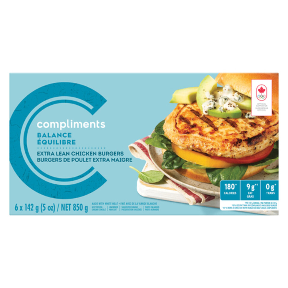 Compliments Balance Frozen Chicken Burgers Extra Lean 6 Patties 850 g ...