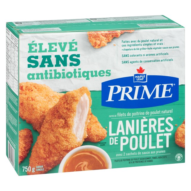 Maple Leaf Prime Frozen Chicken Strips Raised Without Antibiotics 750 g ...