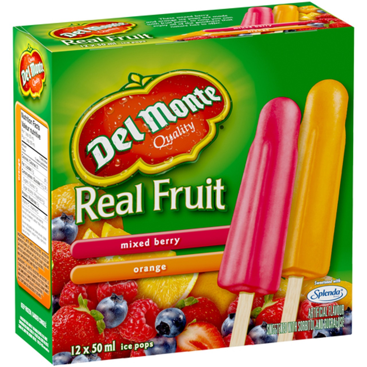 Del Monte Real Fruit Mixed Berry & Orange Ice Pops 12 Pack 600 ml ...