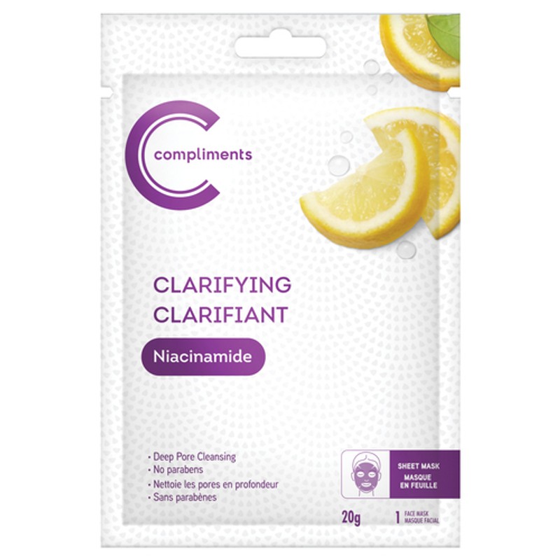 Compliments Sheet Mask Clarifying Niacinamide 1 Count - Voilà Online ...