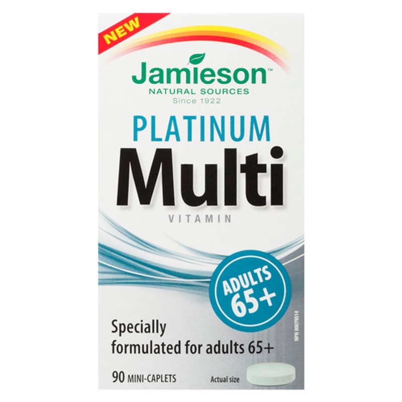 Jamieson Platinum Multi Vitamin For Adults 65+ Mini-Caplets 90 Count ...