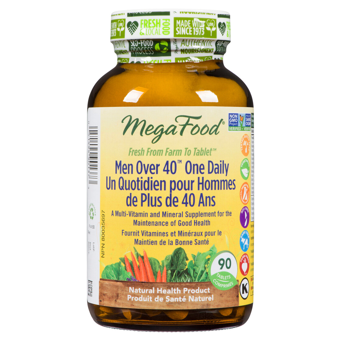MegaFood Gluten-Free Multivitamin Men Over 40 One Daily Tablets 90 ...