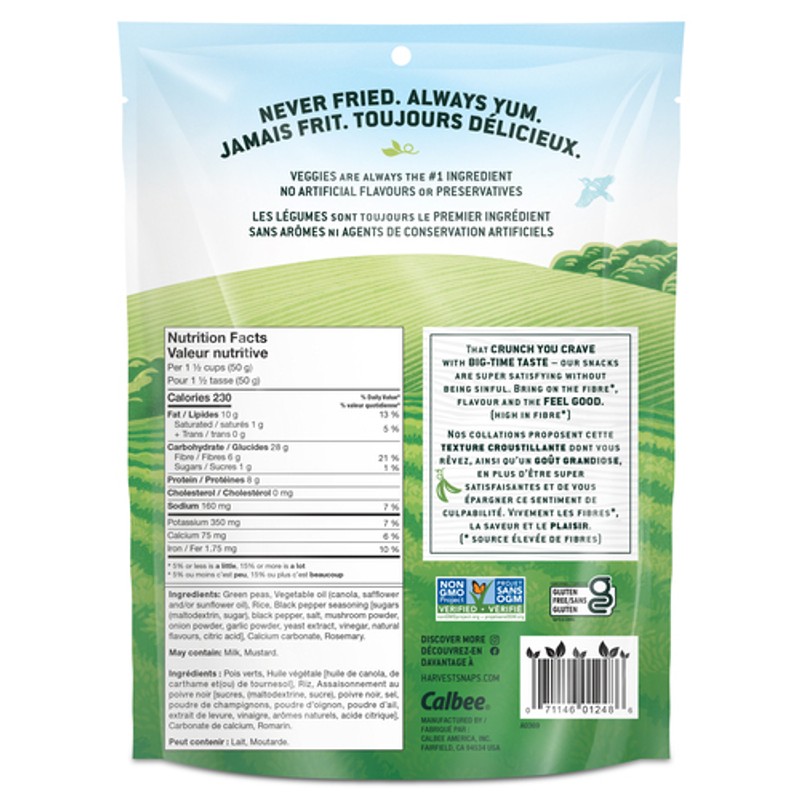 Harvest Snaps Baked Green Pea Snack Crisps Black Pepper 94 g - Voilà ...