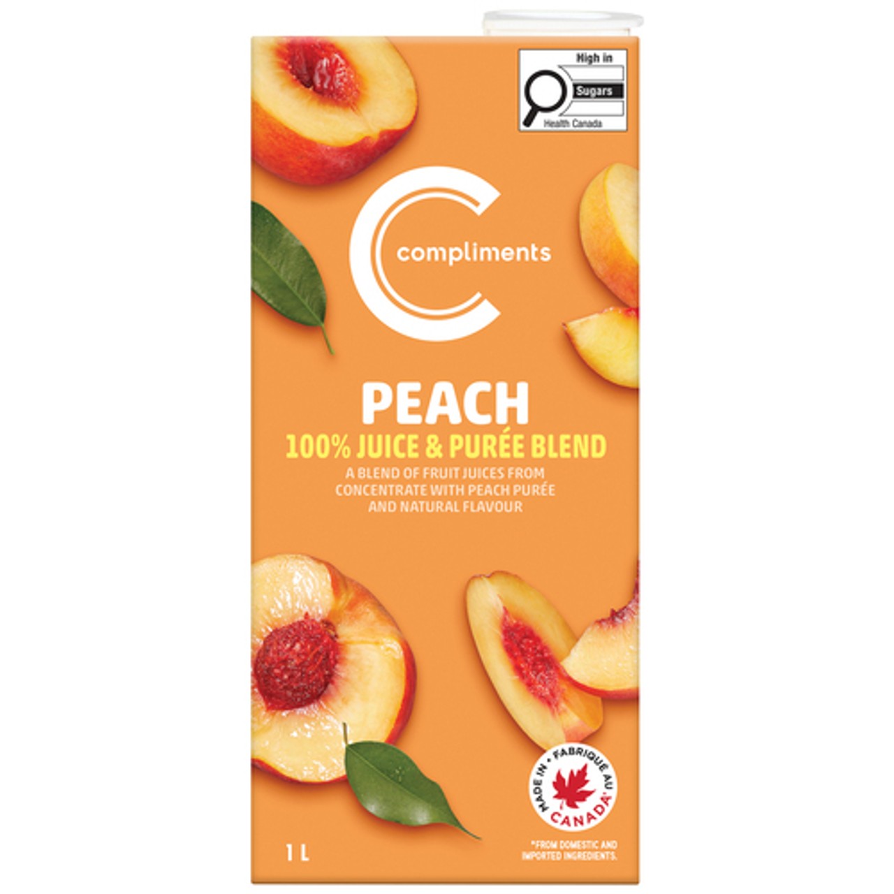 Compliments Juice & Puree Peach 1 L - Voilà Online Groceries & Offers