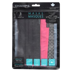 Champs Face Masks Cotton 3-Ply Ladies 3 EA - Voilà Online Groceries ...