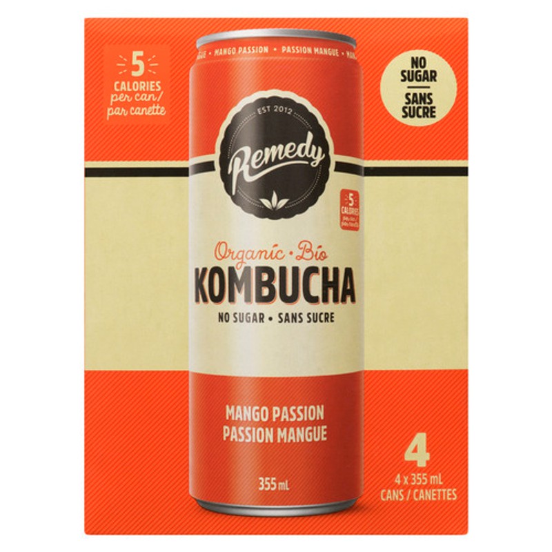 Remedy Organic Kombucha Mango Passion 4 x 355 ml (cans) - Voilà Online ...