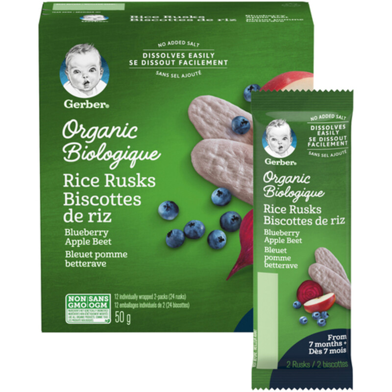 Nestle Gerber Organic Rice Rusks Blueberry Apple Beet 50 g - Voilà ...