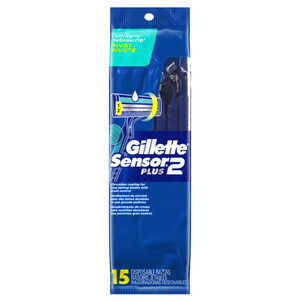 Gillette Sensor 2 Plus Pivoting Head Men’s Disposable Razor 15 Razors ...