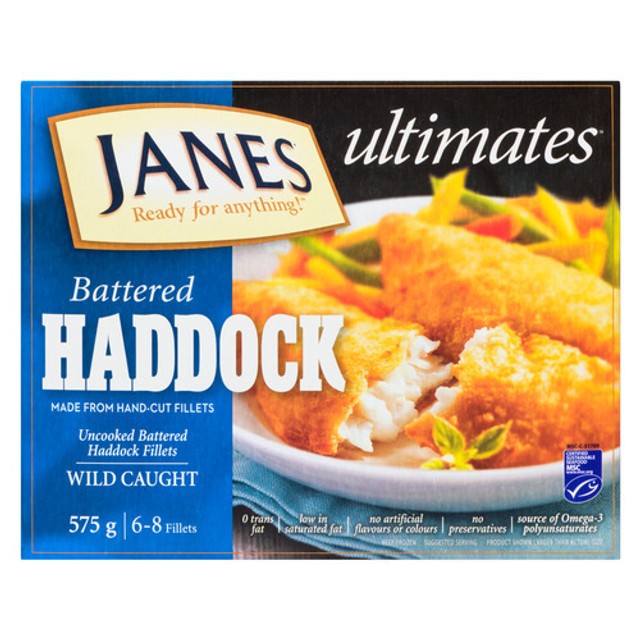 Janes Battered Frozen Haddock Fillets 575 g - Voilà Online Groceries ...