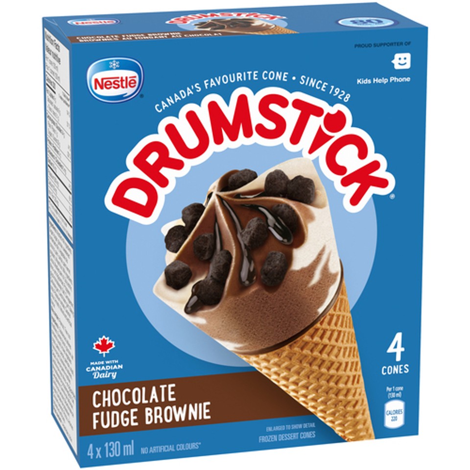 Nestlé Drumstick Frozen Chocolate Fudge Brownie Cones 4 x 130 ml ...
