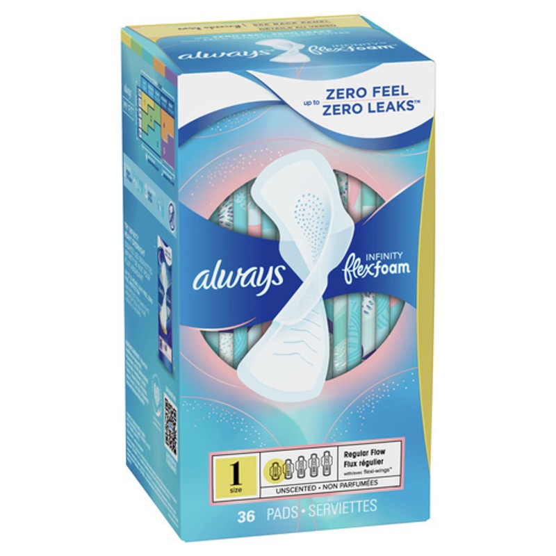 Always Infinity Flex Foam Pads Regular Size 1 With Wings Unscented 36 ...