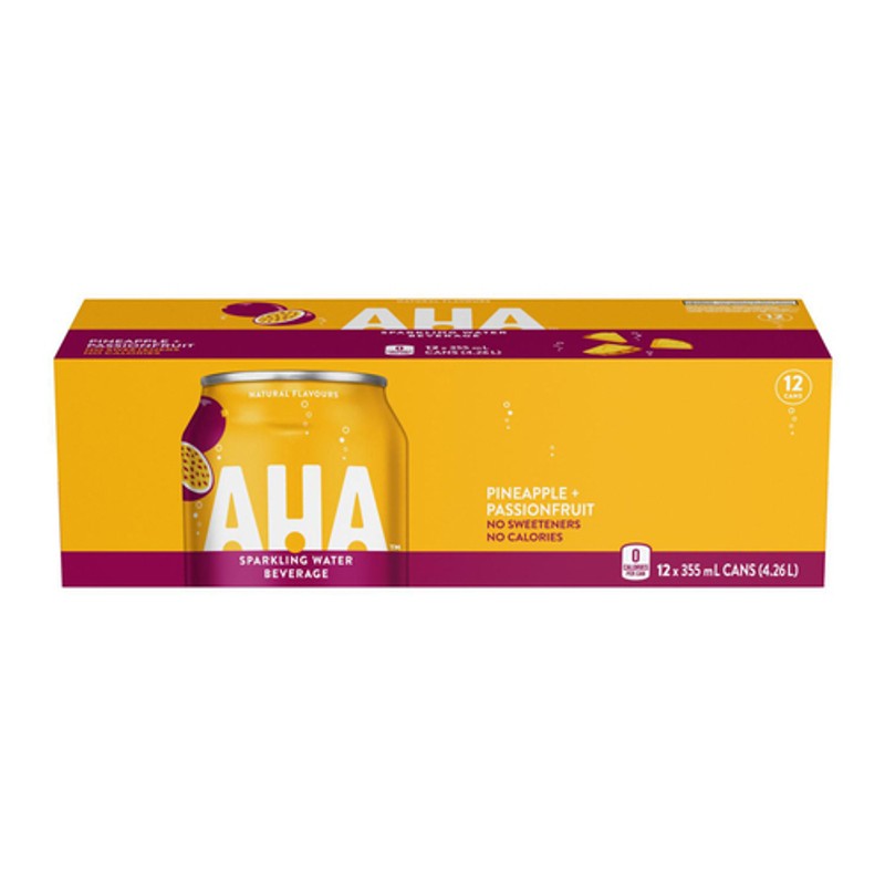 AHA Sparkling Water Beverage Pineapple Passionfruit 12 x 355 ml (cans ...