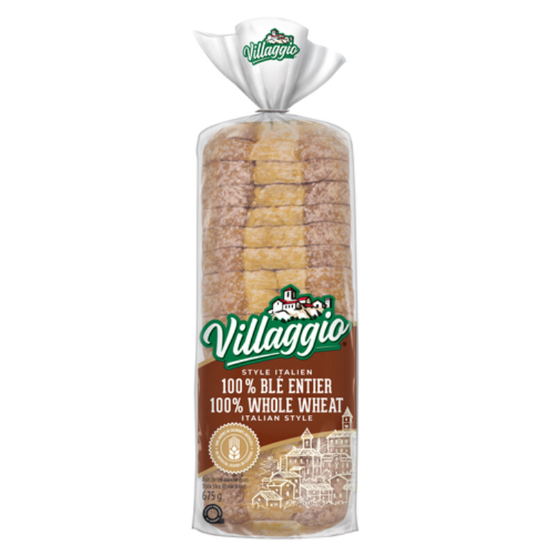 Villaggio Bread Italian Style Thick Slice 100% Whole Wheat 675 g ...