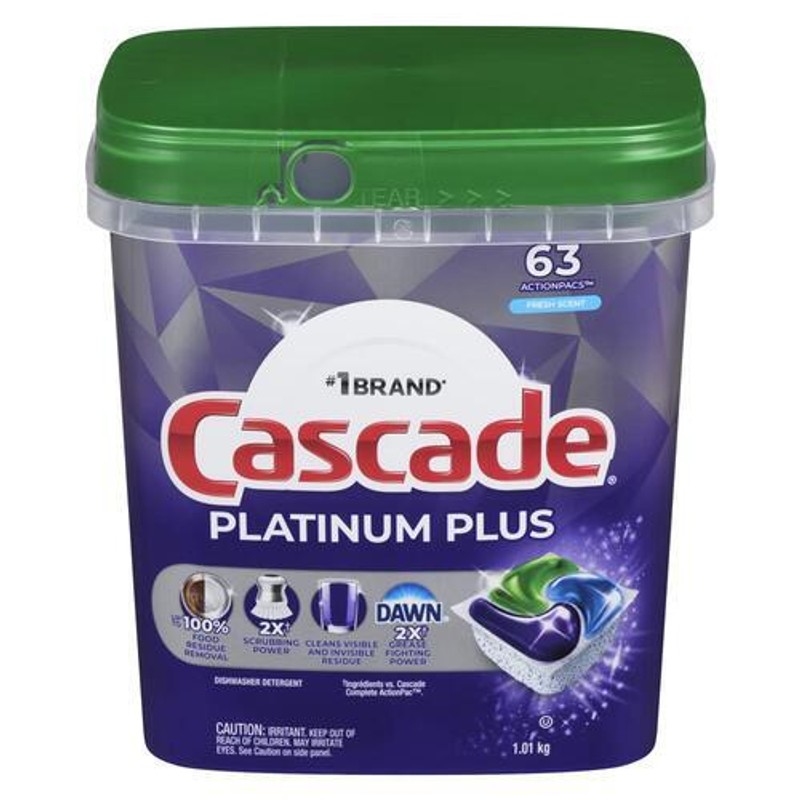 Cascade Platinum Plus Dishwasher Action Pacs Fresh Scent 63 Count ...