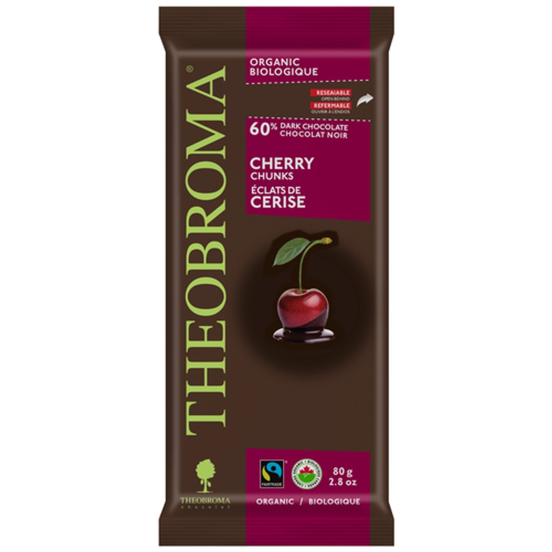 Theobroma Organic 60% Dark chocolate Tablet Cherry 80 g - Voilà Online ...