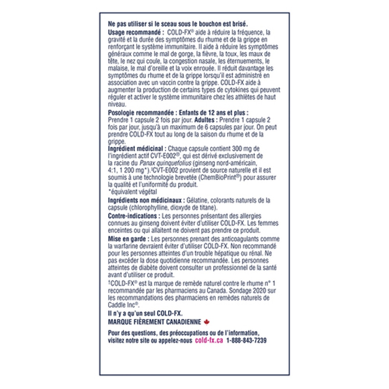 Cold FX Extra Strength Capsules 300mg 100 EA - Voilà Online Groceries ...