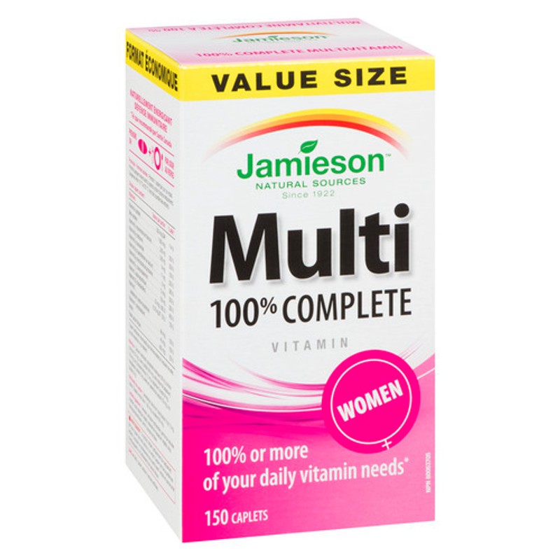 Jamieson Multi 100% Complete Multivitamin Women Caplets 150 Count ...