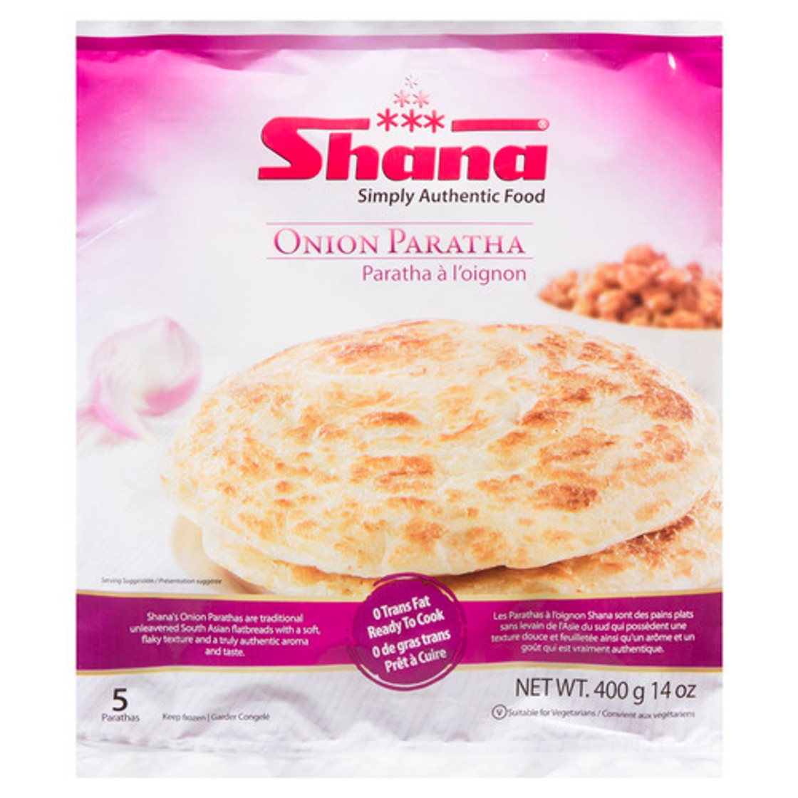Shana Frozen Parathas Onion 5 Pack 400 g - Voilà Online Groceries & Offers