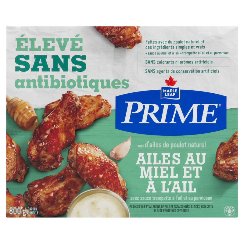 Maple Leaf Prime Frozen Chicken Wings Honey Garlic 800 g - Voilà Online ...