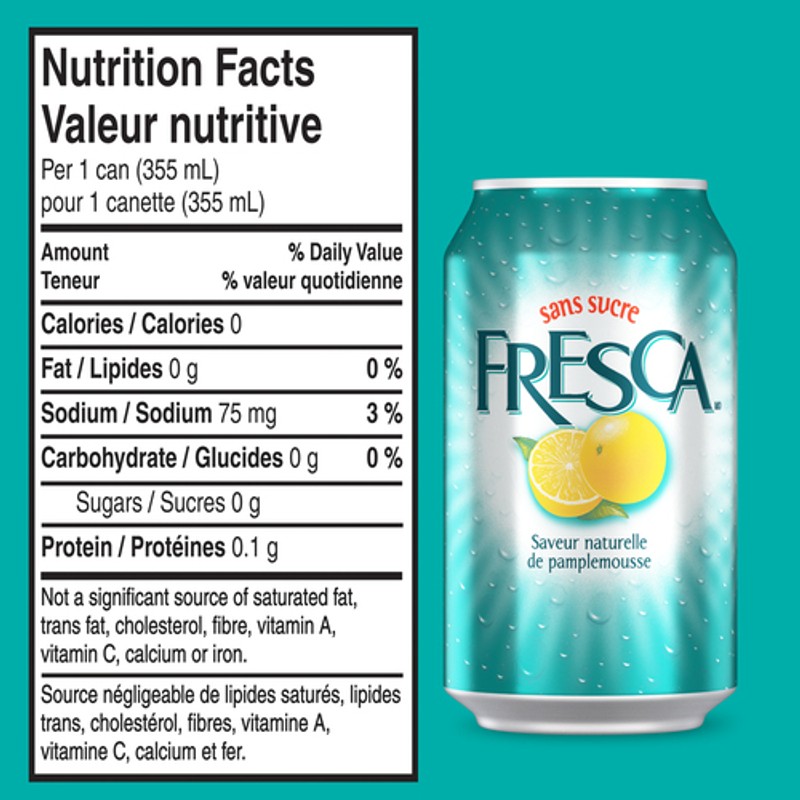 Fresca Sugar-Free Soda Grapefruit Fridge Pack 12 x 355 ml (cans ...