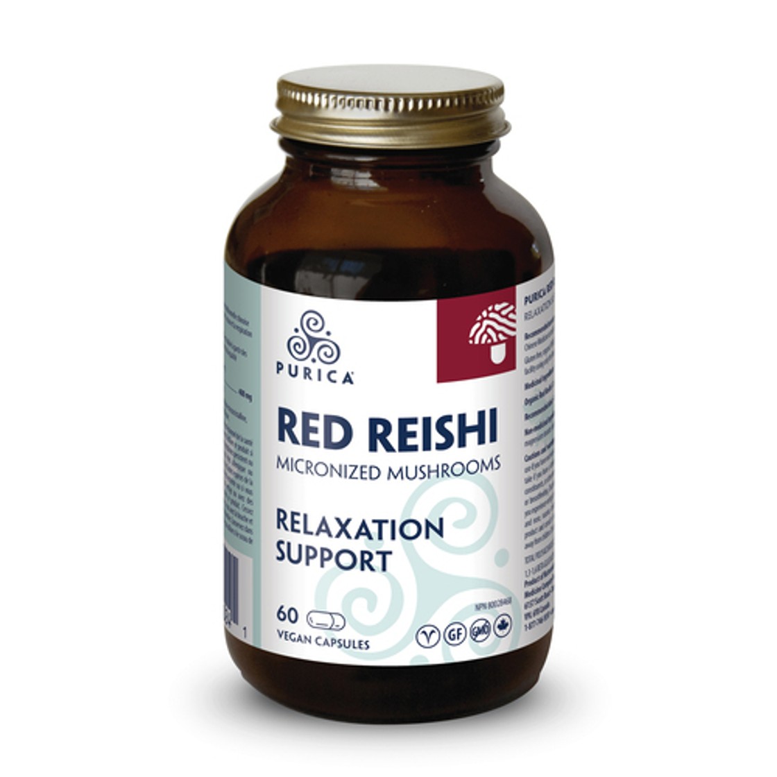 Purica Red Reishi Micronized Mushrooms Relaxation Support Vegan Caps 60 ...