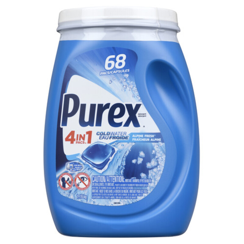 Purex Cold Water 4 In 1 Laundry Detergent Alpine Fresh 68 Capsules 1.19 ...