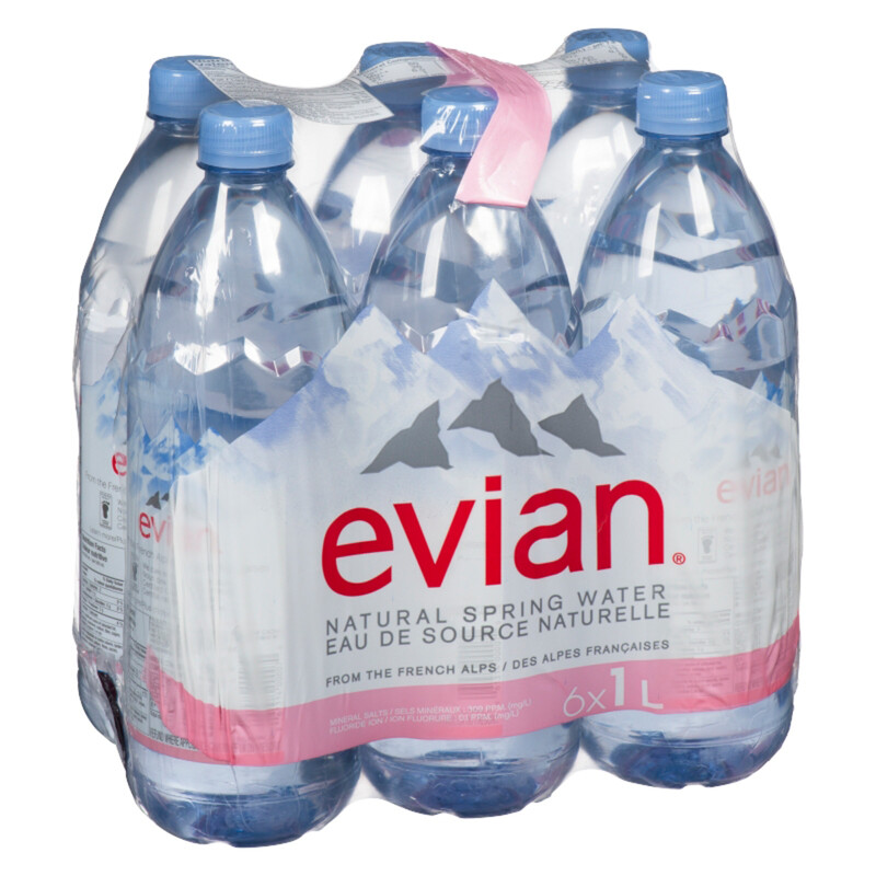 Evian Spring Water Natural 6 x 1 L (bottles) - Voilà Online Groceries & Offers