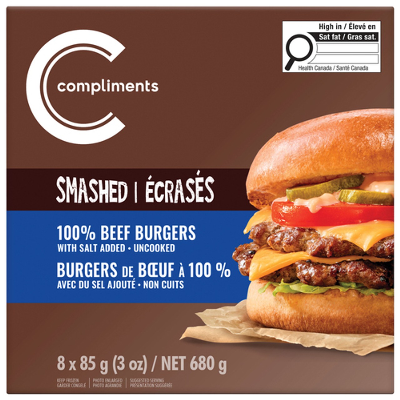 Compliments Frozen Beef Burgers Smashed 8 x 85 g - Voilà Online ...