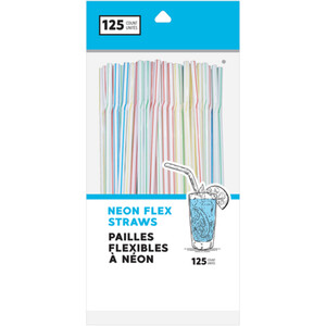 Neon Flex Straws 125 Pack - Voilà Online Groceries & Offers