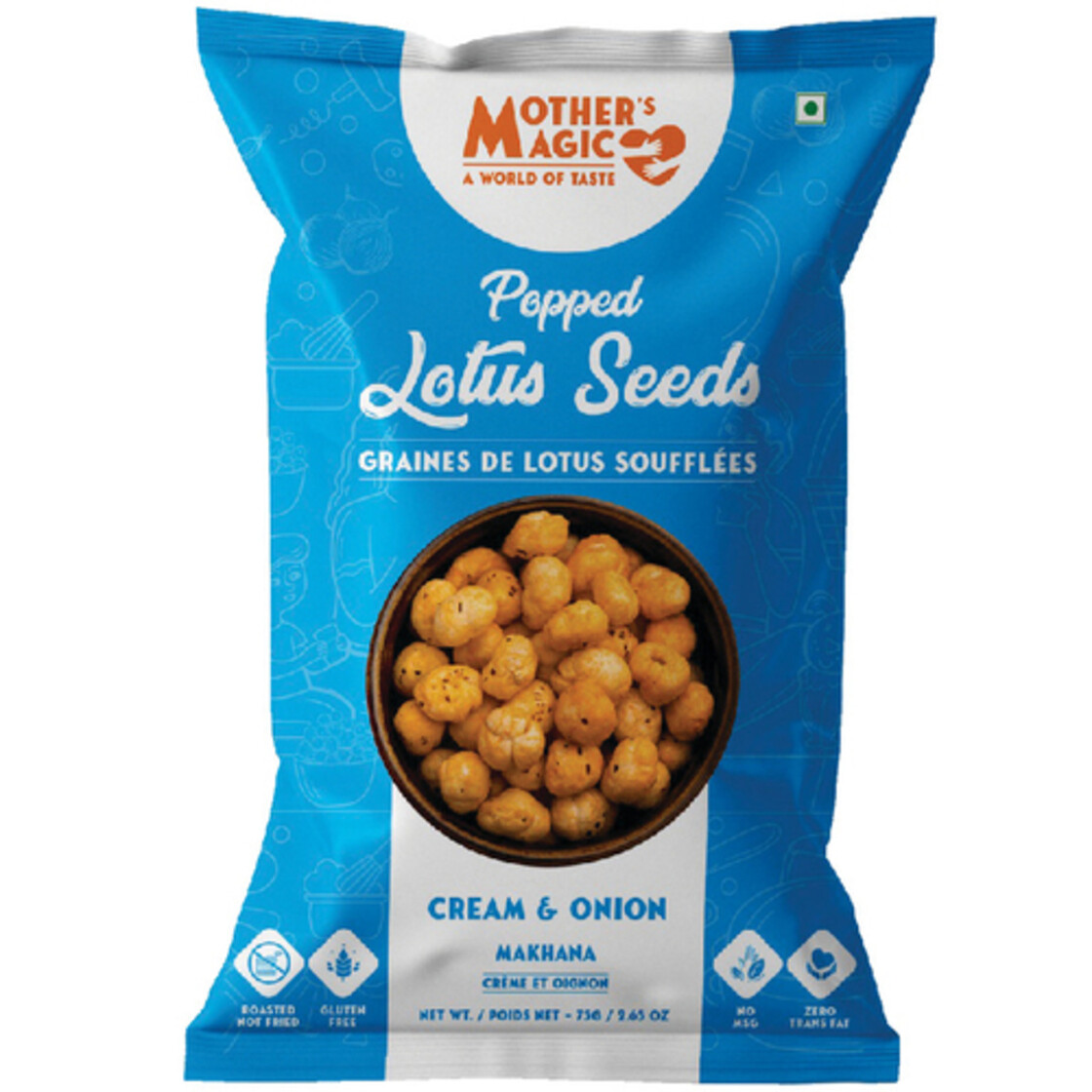 Mother's Magic Popped Lotus Seeds Cream & Onion 75 g - Voilà Online Groceries & Offers