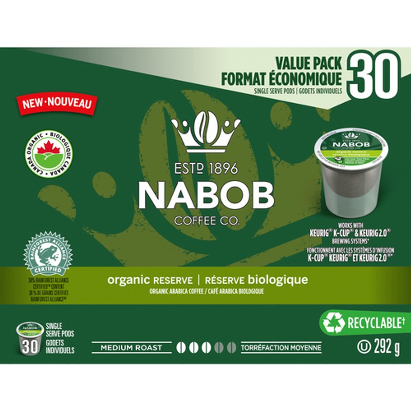 Nabob Organic Reserve Coffee Keurig K-Cup Pods 292 g 30 Pods - Voilà ...
