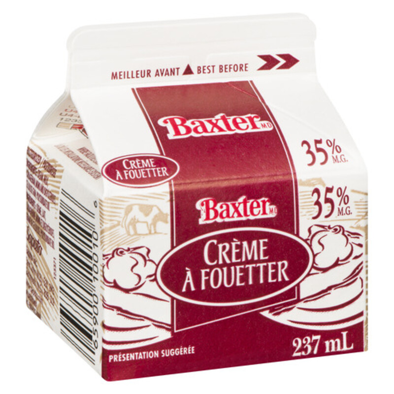 Baxter 35% Whipping Cream 237 ml - Voilà Online Groceries & Offers