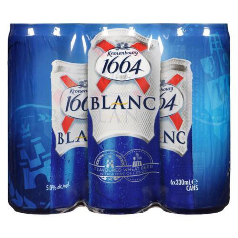 Kronenbourg 1664 White Slim Beer 5.5 % Alcohol 6 x 330 ml (cans ...