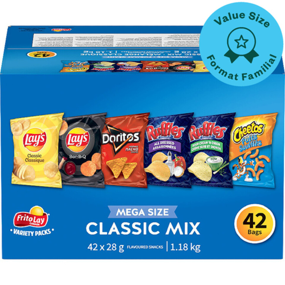 Frito Lay Chips Mega Size Variety Pack Classic Mix 42 x 28 g - Voilà ...
