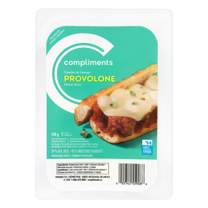 Compliments Sliced Cheese Provolone 8 Slices 150 g - Voilà Online ...