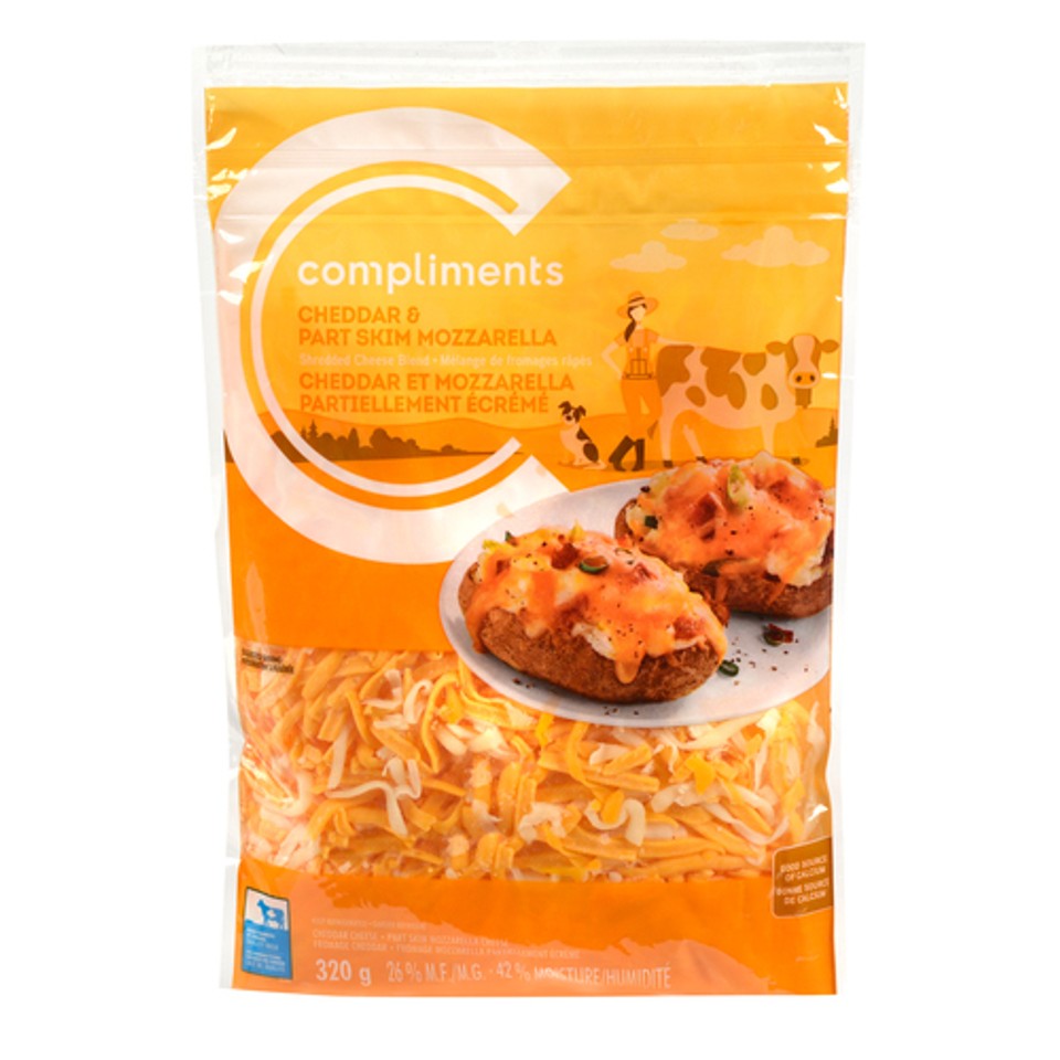 Compliments Shredded Cheese Cheddar & Part Skim Mozzarella 320 g ...