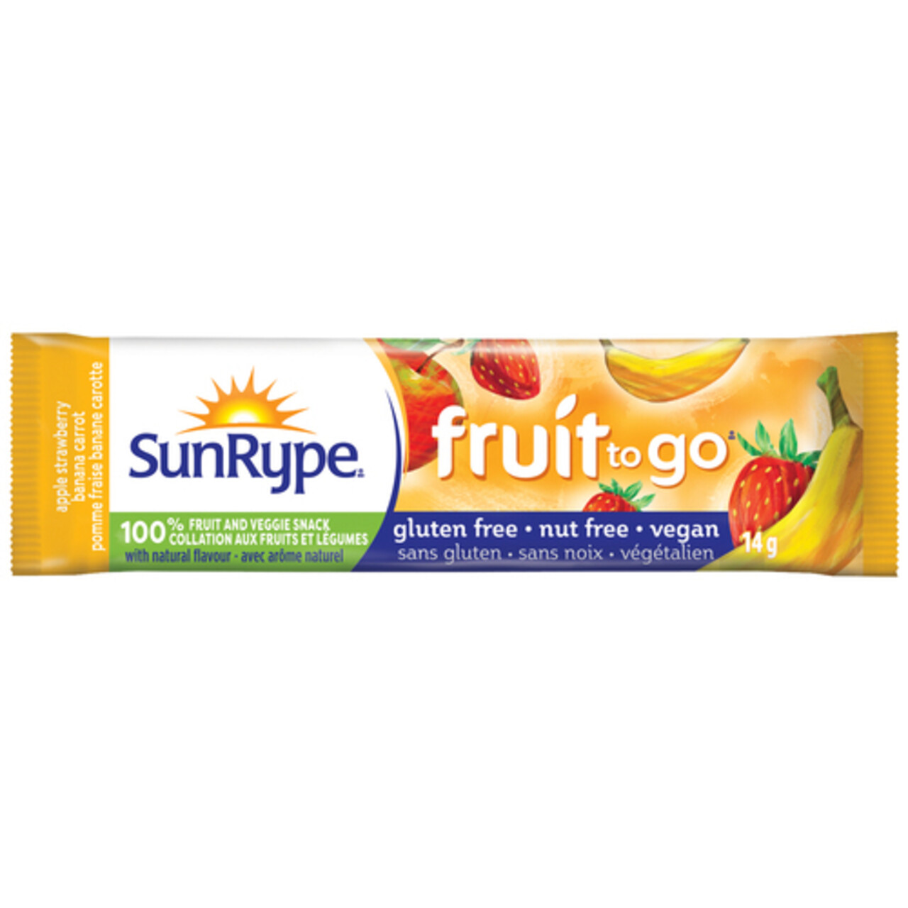 SunRype Fruit to Go 100% Fruit Snack Apple Strawberry Banana Carrot 14 ...