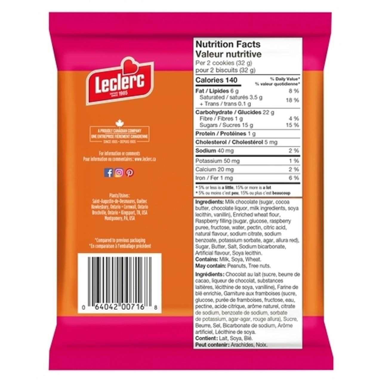 Leclerc Celebration Milk Chocolate Coated Cookies Raspberry Truffle 240 ...
