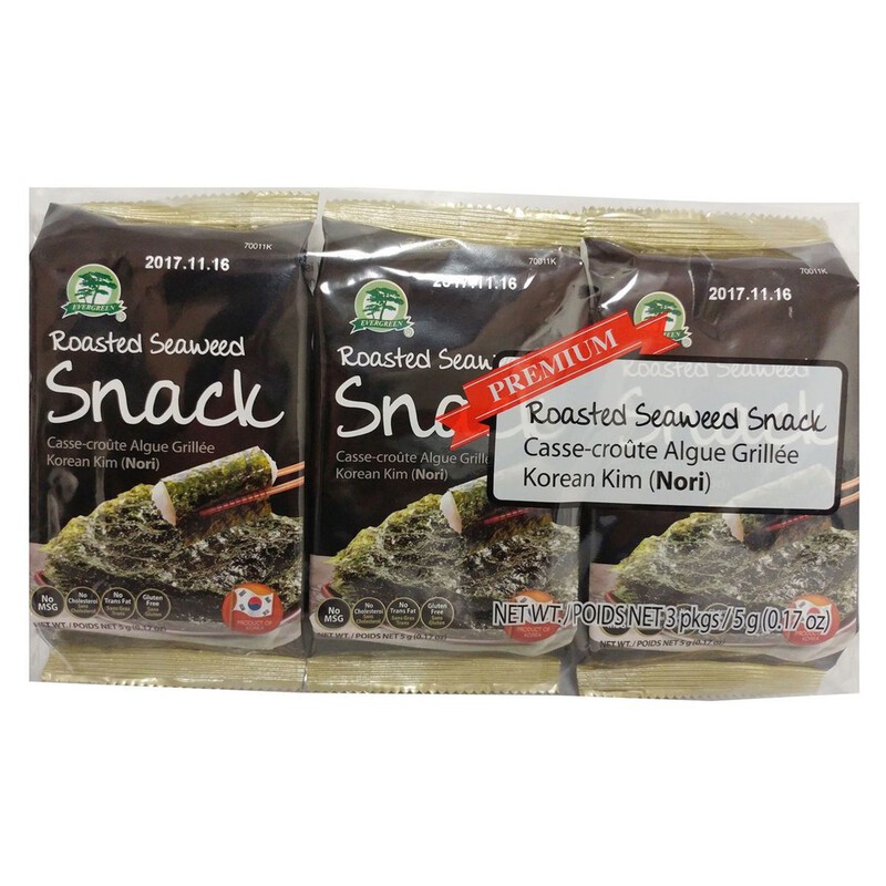 Evergreen Snacks Seaweed Roasted 3 Pack 5 g - Voilà Online Groceries ...