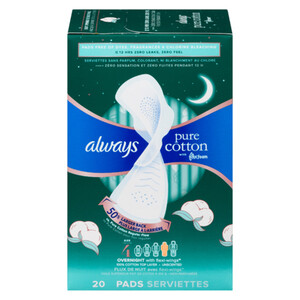Always Pure Cotton Flex Foam Pads Overnight Size 4 Long With 20 Count ...