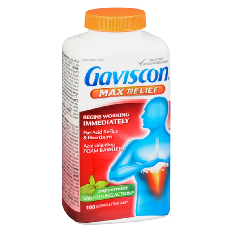 Gaviscon Antacid Max Relief Peppermint 100 EA - Voilà Online Groceries ...
