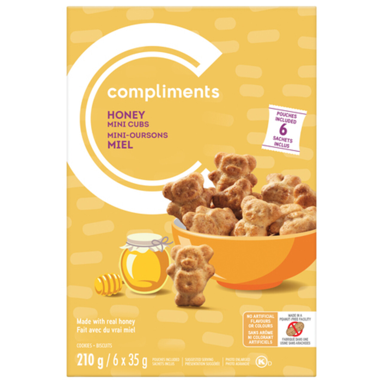 Compliments Peanut-Free Mini Cubs Cookies Honey 210 g - Voilà Online ...