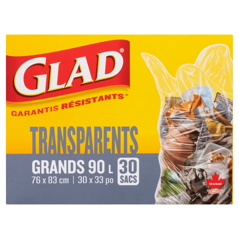 Glad Garbage Bags Clear Large 90 L 30 Bags - Voilà Online Groceries ...