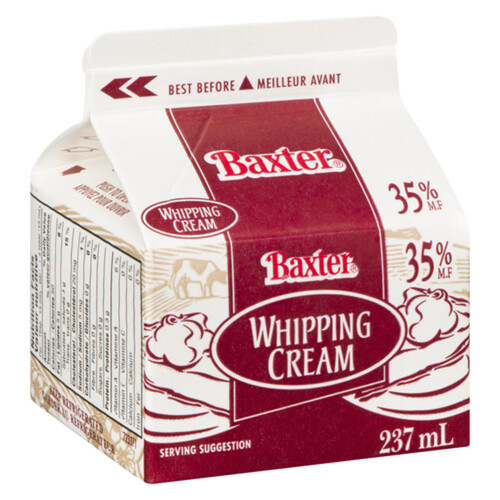 Baxter 35% Whipping Cream 237 ml - Voilà Online Groceries & Offers